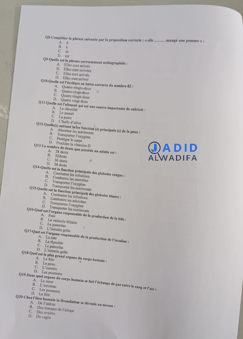 Exemples concours IFPS avec corrigé PDF - Jadid Alwadifa